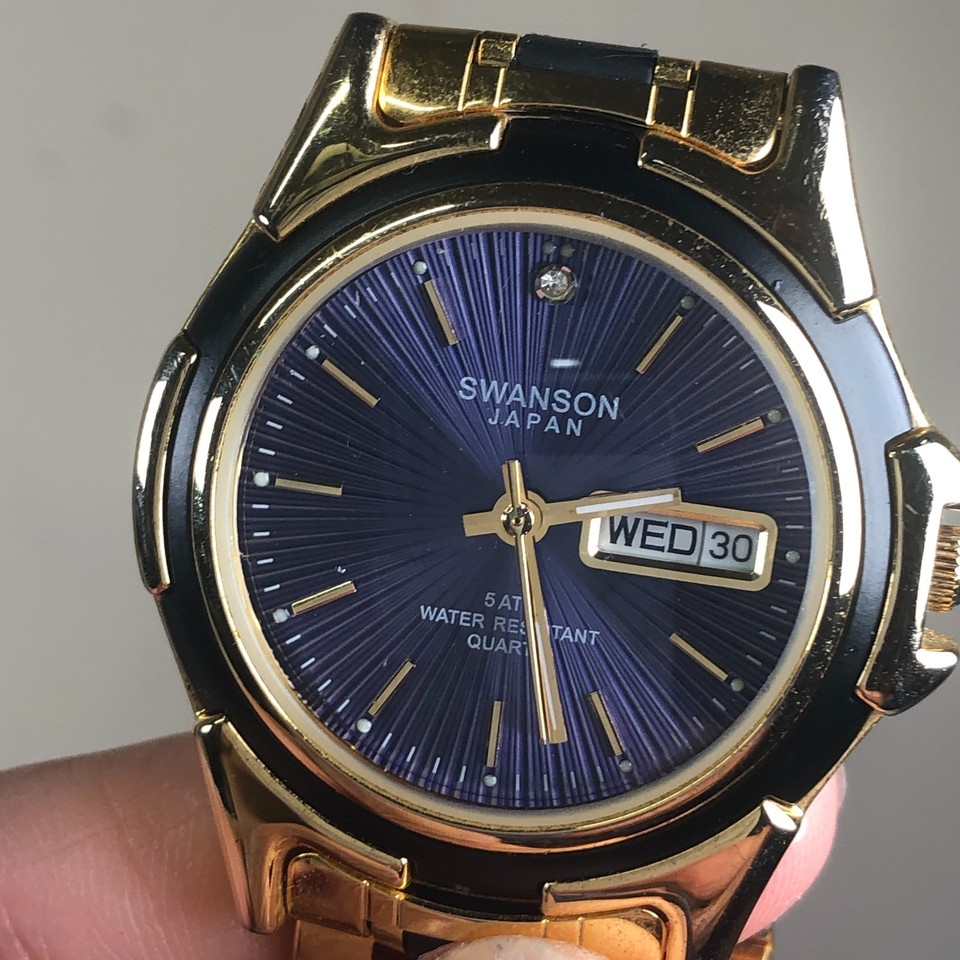 Swanson Women MH9086G-7678 Blue Dial Day Date Two Tone Quartz 29mm ...