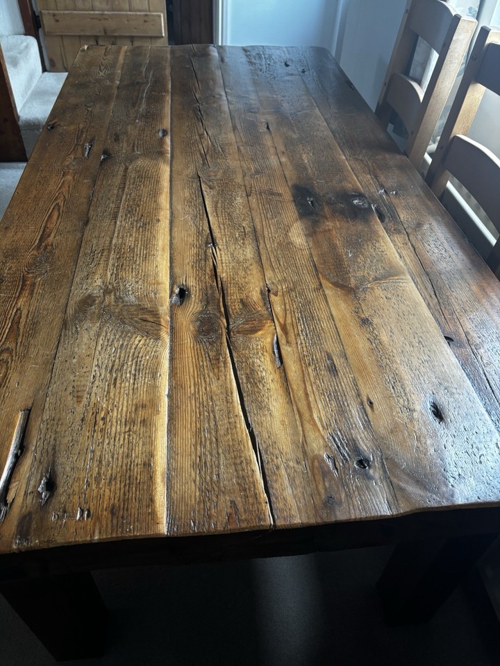 Pine Rustic Farmhouse Dining Table Seats 8 | eBay UK