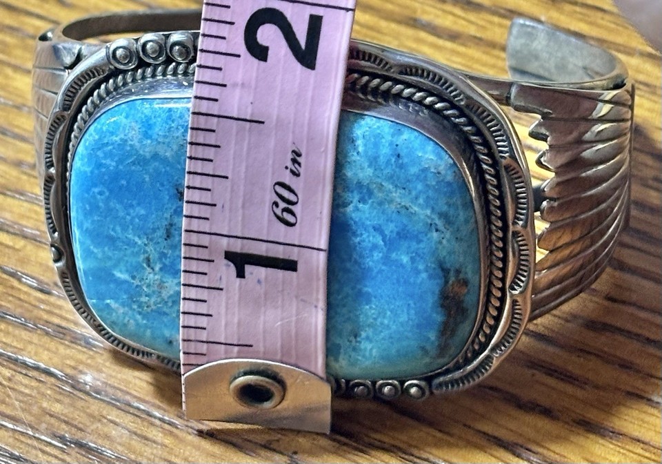 Lee Thompson Navajo Large Turquoise Sterling Silver Cuff Bracelet 8 ...