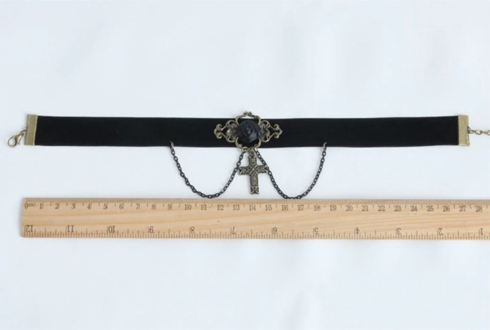 Black Vintage Cross Necklace Goth Vampire Chain Jesus Rose Collar Pendant Choker | eBay Australia