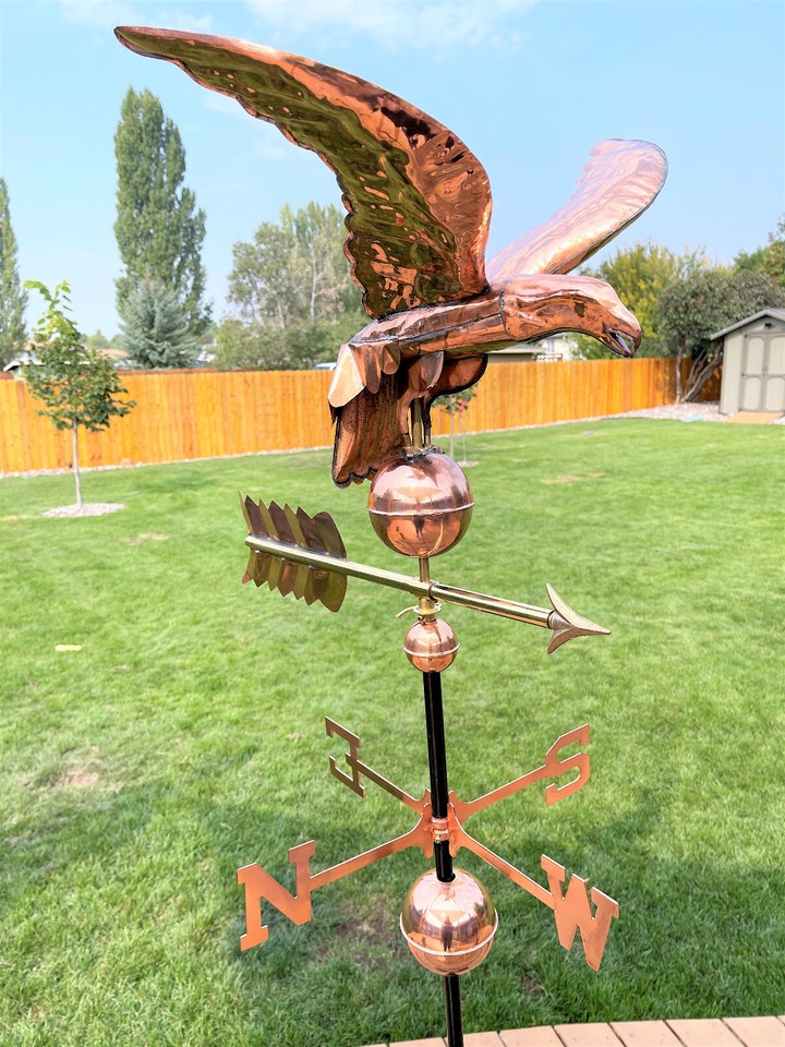 Heavy Duty Metal and Glossy Copper Eagle Roof Directional Weather Vane ...