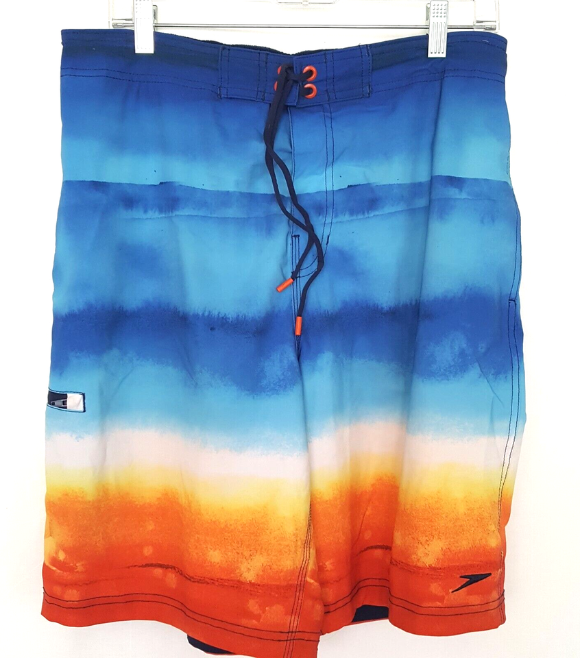 Speedo Swim Trunks Men's Size L Multicolor Above Knee Mesh Lined ...