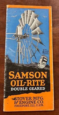 SCARCE! 1927 Samson Oil-Rite Double Geared Windmill Fold Out Brochure ...