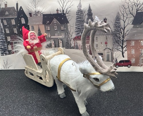 Antique/Vintage 50s Putz Santa Belsnickel 1 Vtg Reindeer Mica Wooden ...