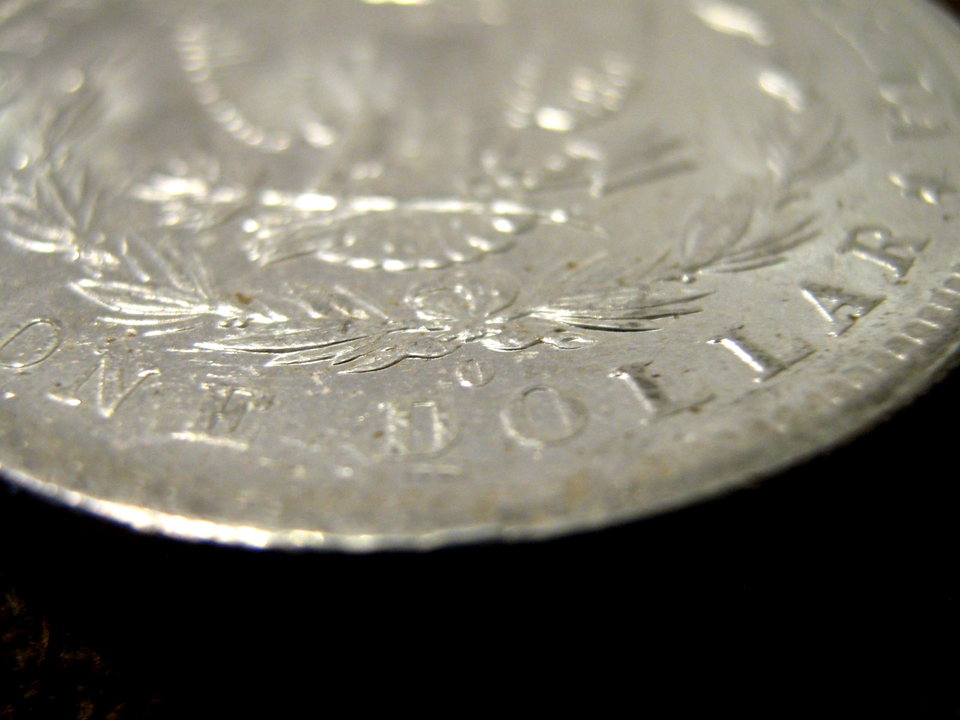 1883 O Morgan silver dollar, AU condition++ (New Orleans) shows crisp ...