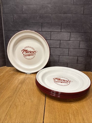 SET OF 8 MASON CRAFT & MORE 10.5”WHITE SALAD PLATES EMBOSSED MASON VGC ...