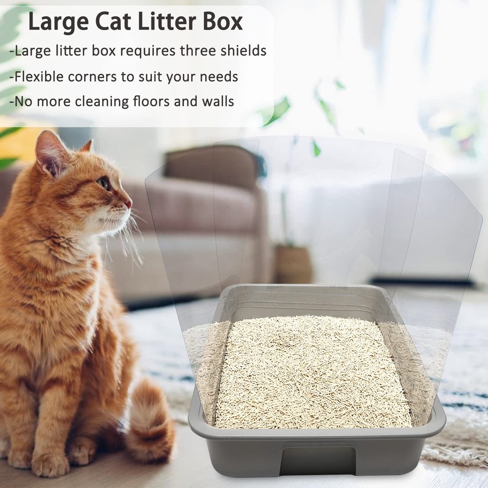 3 Pcs Cat Litter Box Pee Shields Open Top Litter Box Splash Guard ...