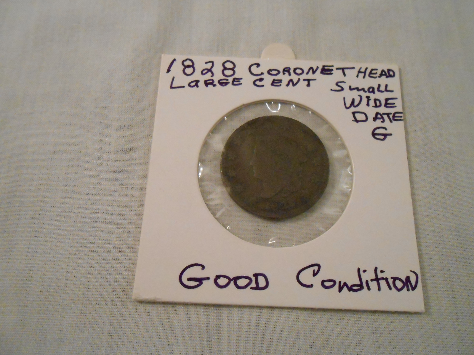 COIN: USA:1828 Coronet Head Liberty 1Cent Large Cent Small Wide Date G ...