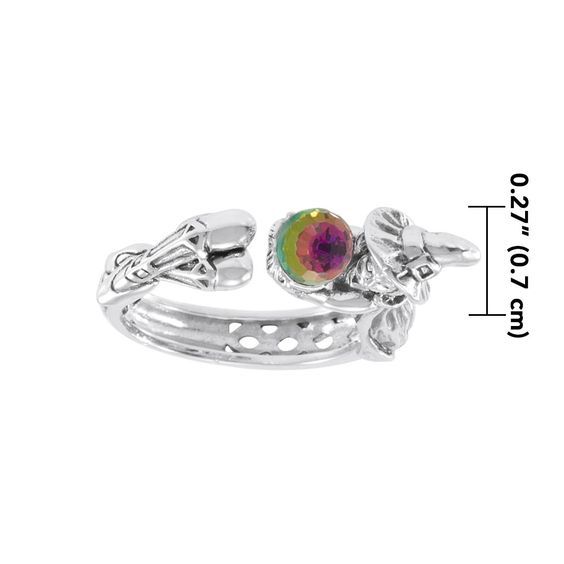 Witch Crystal Ball 925 Sterling Silver Ring Magic Pagan Wiccan Jewelry ...