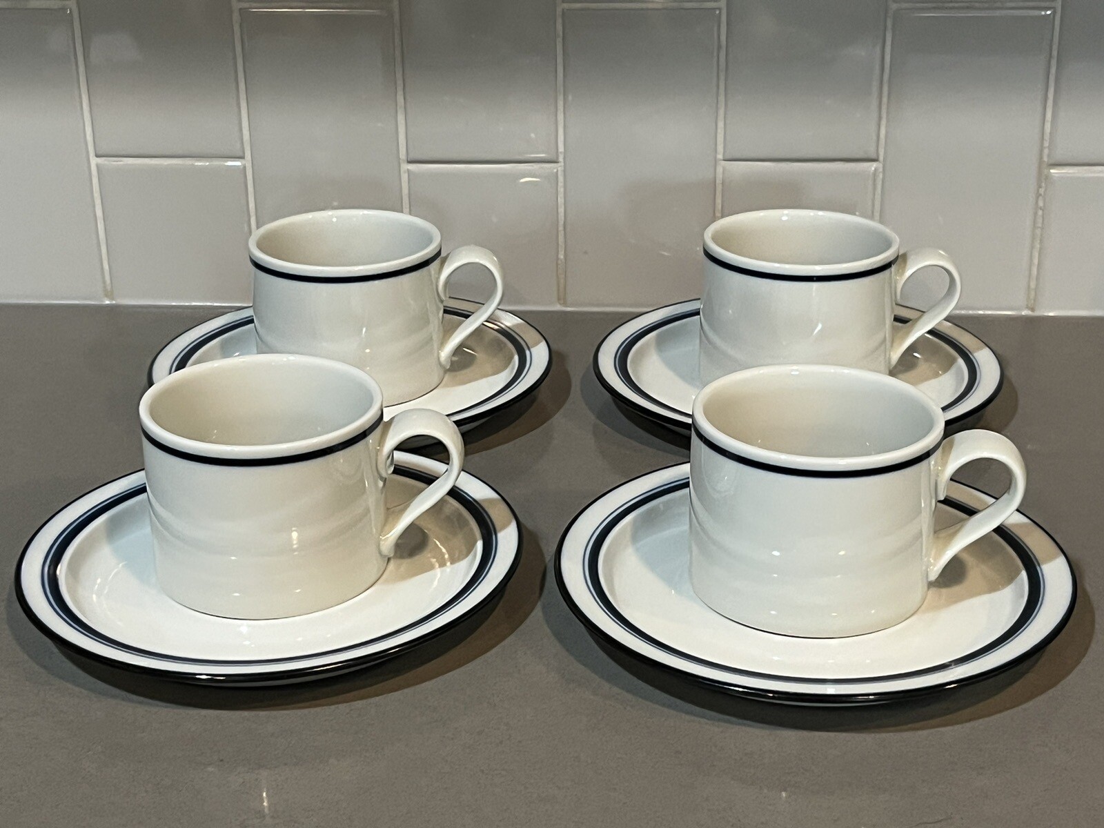 Vintage Dansk Bistro Christianshavn Blue Band Set of 4 Cups & Saucers ...
