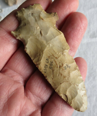 FINE AUTHENTIC CLAY COUNTY ARKANSAS ARROWHEAD INDIAN SPEAR POINT 3 3/8 ...