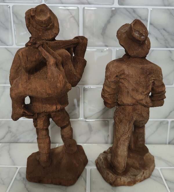 Vintage Hand Carved German Figures Men Pair 1940s Hunters Poachers ...