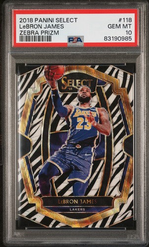 2018 PANINI SELECT ZEBRA PRIZM #118 LEBRON JAMES PSA 10 | eBay