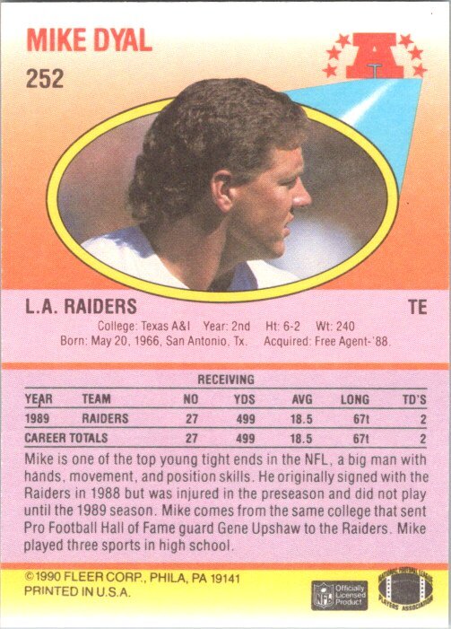 1990 Fleer - RC #252 Mike Dyal | eBay