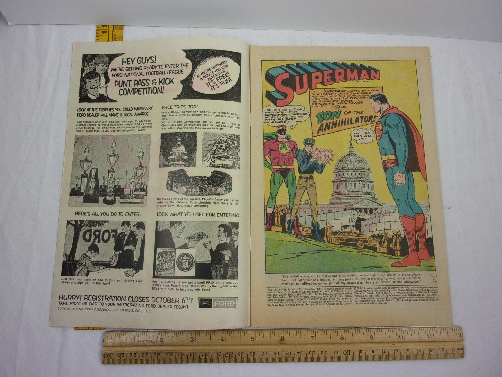 Action Comics 356 SUPERMAN comic street gang annihilator 1960s VG/F ...