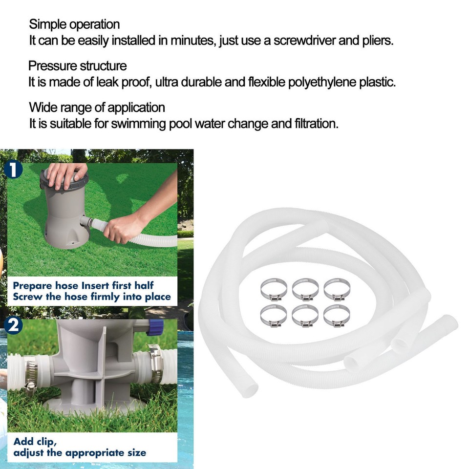 3Pcs Hose Polyethylene Plastic Pressure Resistant Proof Pool Pump Hose ...