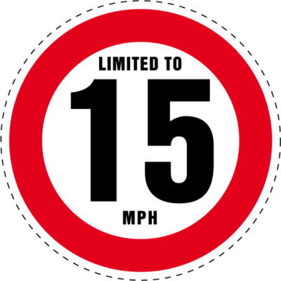 LIMITED TO 15 MPH Vehicle Speed Restriction Sticker Vinyl Car Van 10 Cm ...