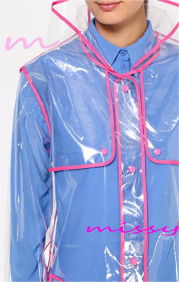 NEW Ladies WATERPROOF COAT Festival Transparent Rain Mac Jacket SIZE 8 ...