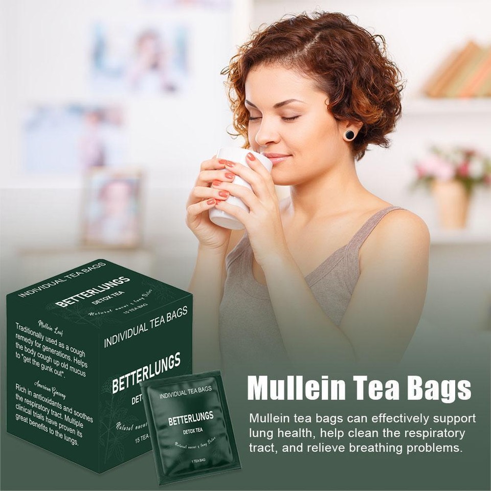 Betterbrand Better Lungs Detox Tea -Herbal Tea Bags-Mullein Leaf, Ginseng, USN | eBay