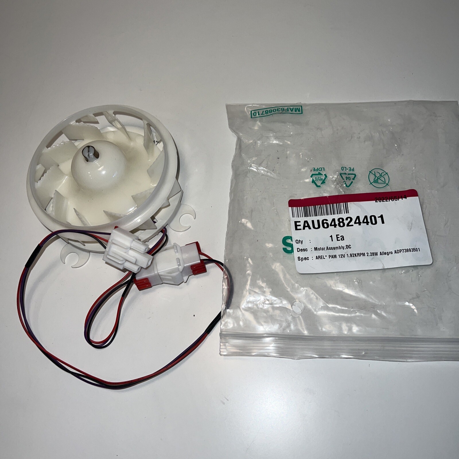 OEM LG Refrigerator Evaporator Fan Motor Assembly EAU64824401 for sale ...
