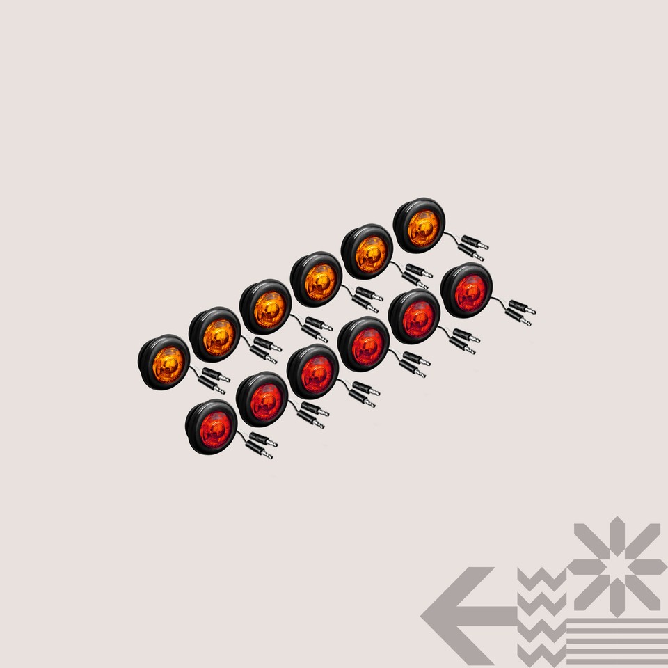 12pc 3/4" Round LED Bullet Clearance Trailer Marker Lights; DOT P2PC ...