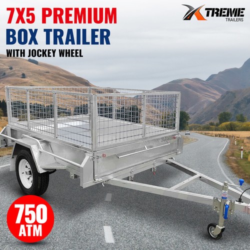 7x5 Box Trailer Galvanised 900mm Cage Fully Welded Single Axle Braked ...