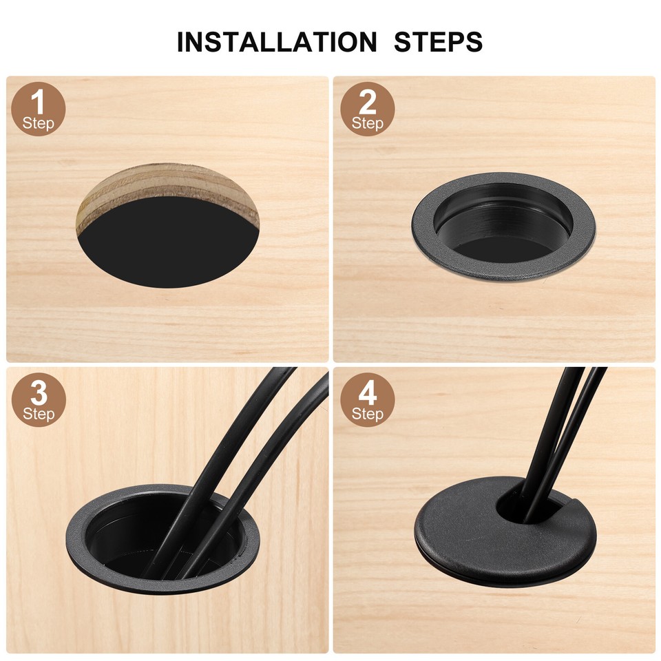 4Pcs 38mm Cable Hole Cover ABS Desk Cable Wire Cord Grommet for Wire ...