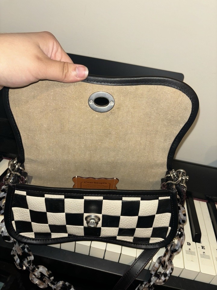 Coach Coachtopia Ltd. Ed. Checkerboard Upcrafted Leather Wavy Dinky Bag ...