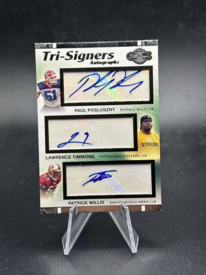 2007 Co-signers tri signatures Posluszny, Timmons, Willis Rookie Auto ...