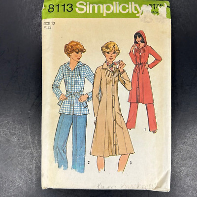 Simplicity 8113 Misses Dress w or w/o Hood or Top & Pants Uncut Sz 10 c ...