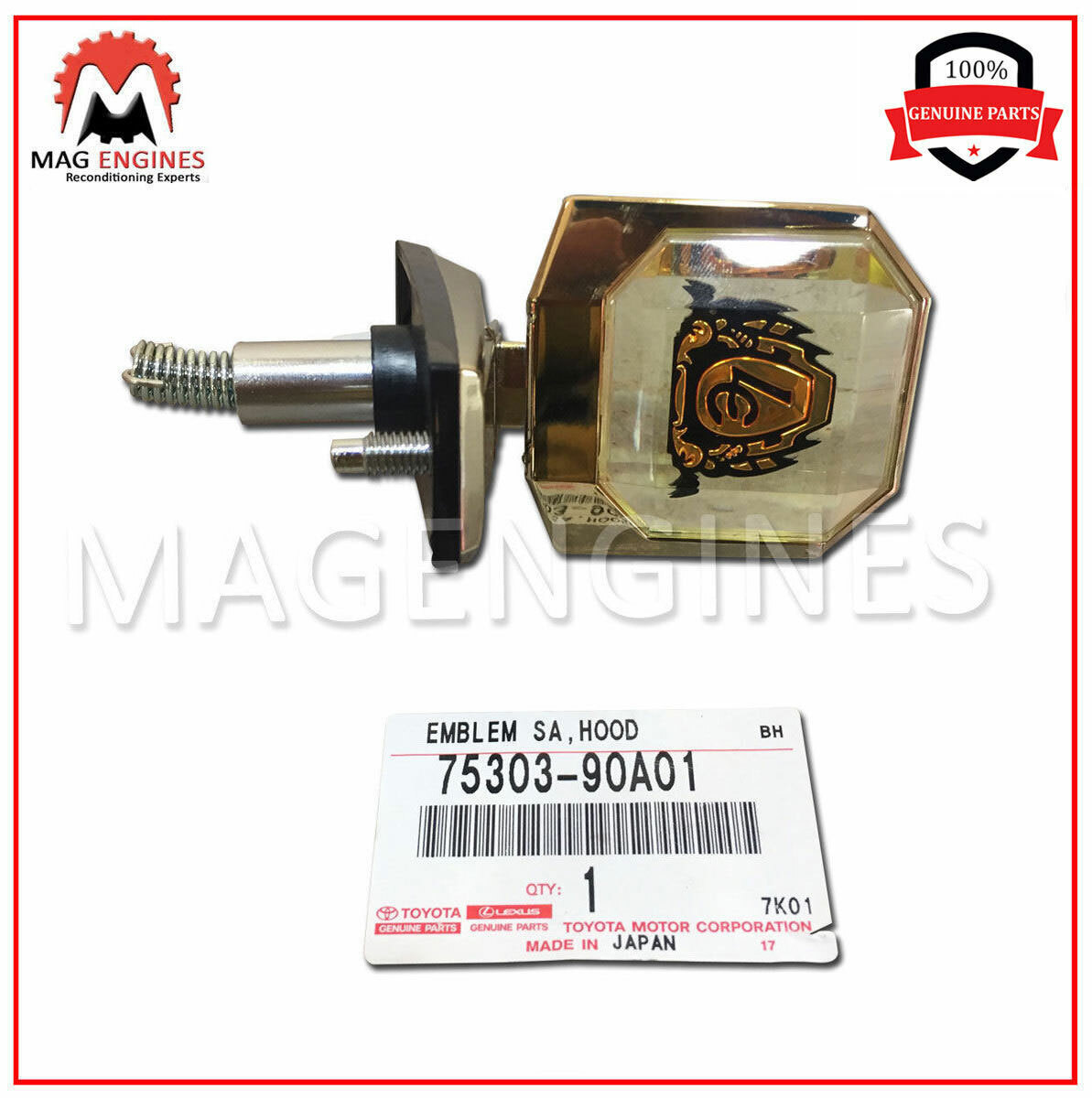 75303-90A01 GENUINE OEM FRONT HOOD "LC" GOLD EMBLEM FOR LAND CRUISER ...