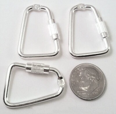 9 Silver Steel 30x21mm Trapezoid Square Key Rings Just Add Beads or ...