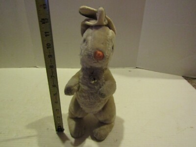 VINTAGE MADE IN JAPAN STRAW STUFFED MOHAIR BUNNY RABBIT PINK NOSE NEEDS ...