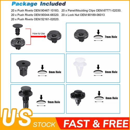 100X FOR TOYOTA LEXUS Car Trim Panel Clips Bumper Fender Pin Rivet 7 ...