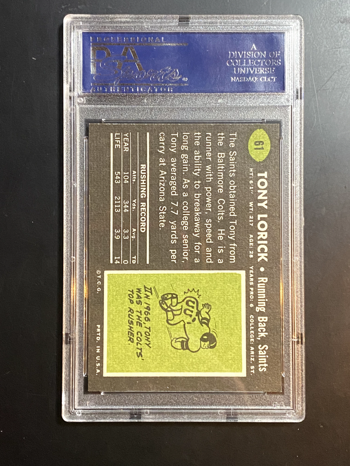 1969 Topps Football #61 Tony Lorick PSA 5 EX New Orleans Saints | eBay