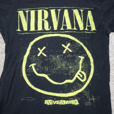 Nirvana Nevermind Smile Face 2014 T-Shirt in Black Adult Size XS Extra ...