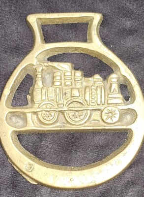 Vintage Train Horse Brass Medallion Harness Ornament Locomotive Engine ...
