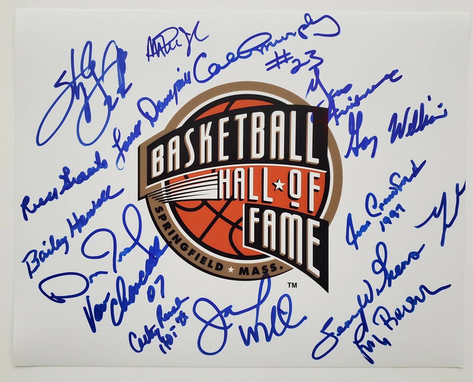 NBA Hall Of Fame Signed 11x14 HOF Logo Photo Magic Johnson Sheryl ...