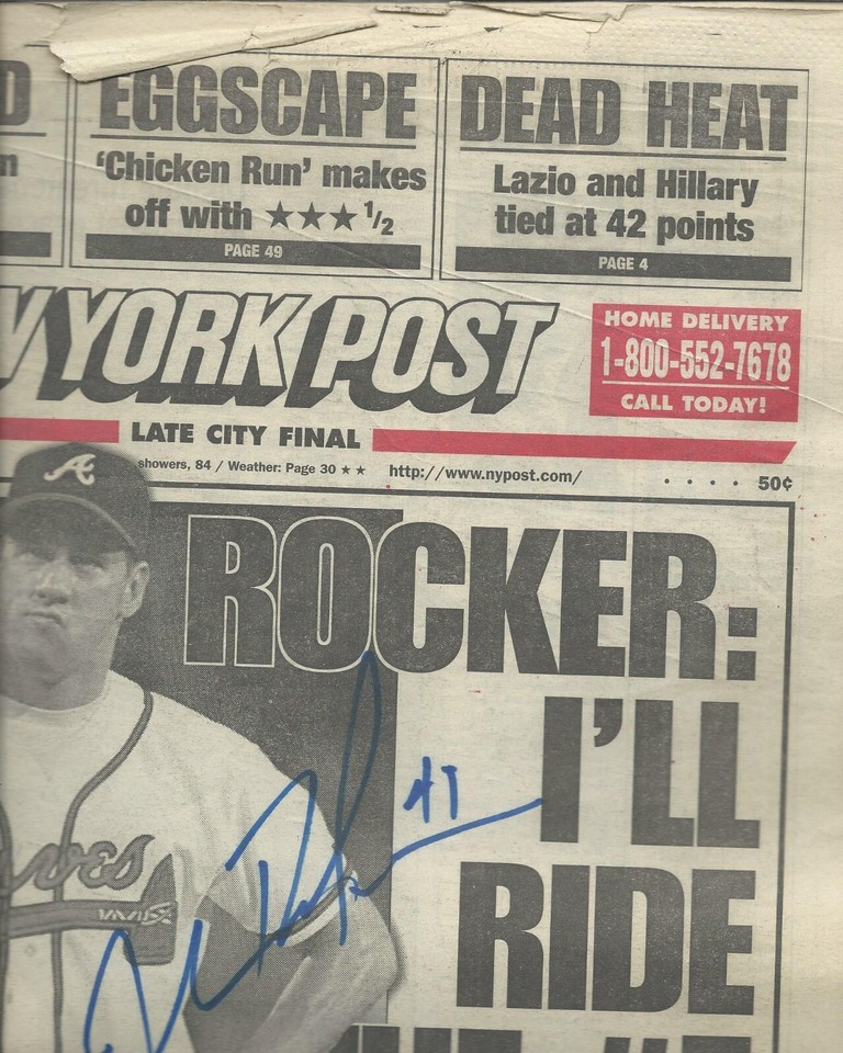 John Rocker signs New York Post June 21, 2000 | eBay