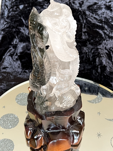 7.25" Natural Chlorite Garden Quartz Dragon Phoenix Crystal Carving ...