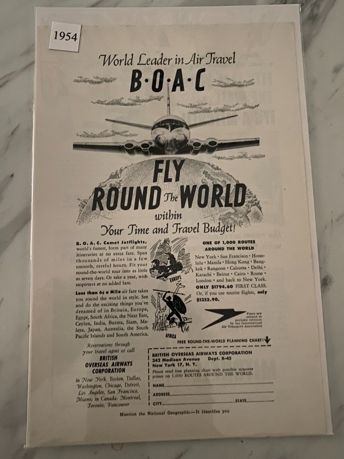 Vintage 1954 BOAC Magazine Ad | eBay