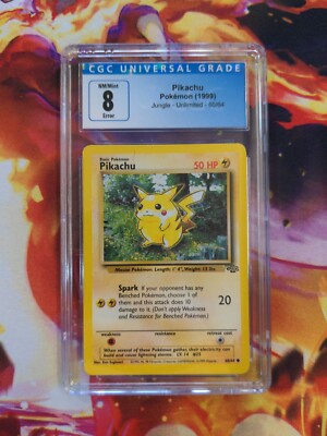 Pikachu pokemon card Graded 8 Error Additional Ink | eBay