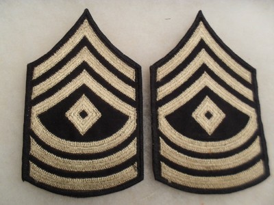 WWII HARD TO FIND ARMY/AAF 1ST SGT 3 ROCKERS PR EMB CHEVRONS ON BLACK ...