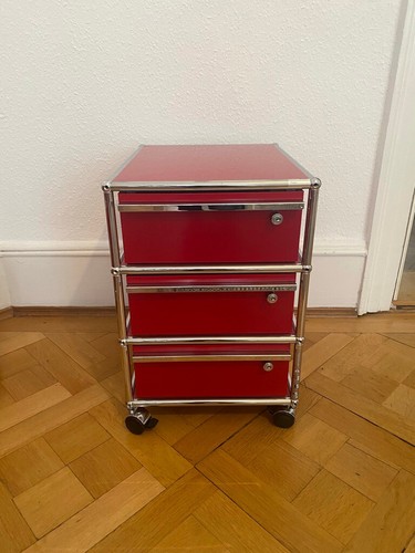 usm haller rollcontainer rot, 3 Auszüge, abschließbar; neuwertiger ...