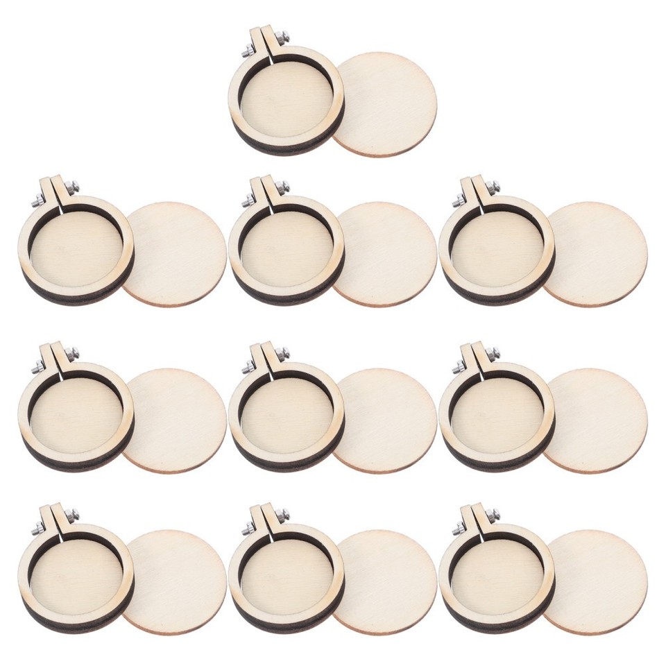 10 Pcs Small Round Mini Wooden Embroidery Hoops Adjustable Cross Frame ...