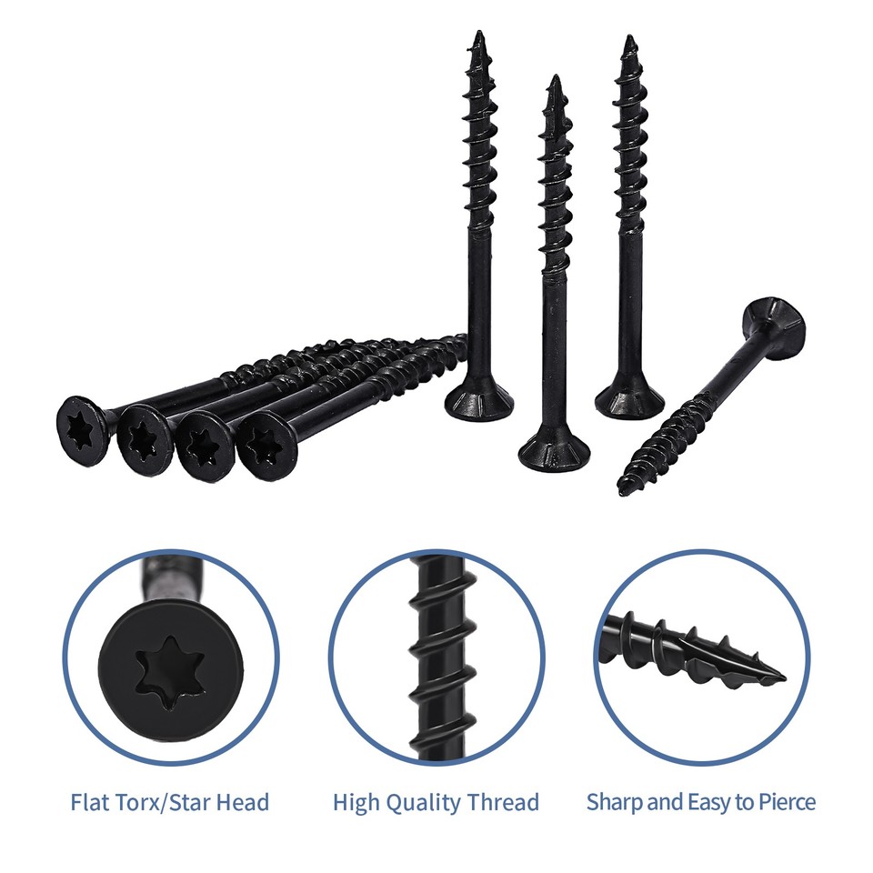 400pcs #8 x 2 Deck Screws T25 Torx Drive Self Tapping Wood Screw ...