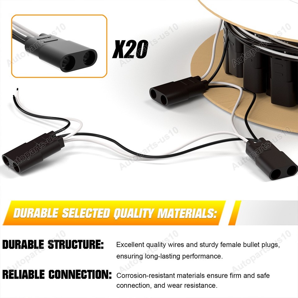 20x Amber 3/4" Marker Light LED Trailer Clearance w/Plug & Stainless ...