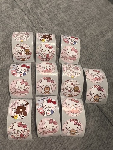 Hello Kitty 20 Pc Circle Stickers New Pink White | eBay