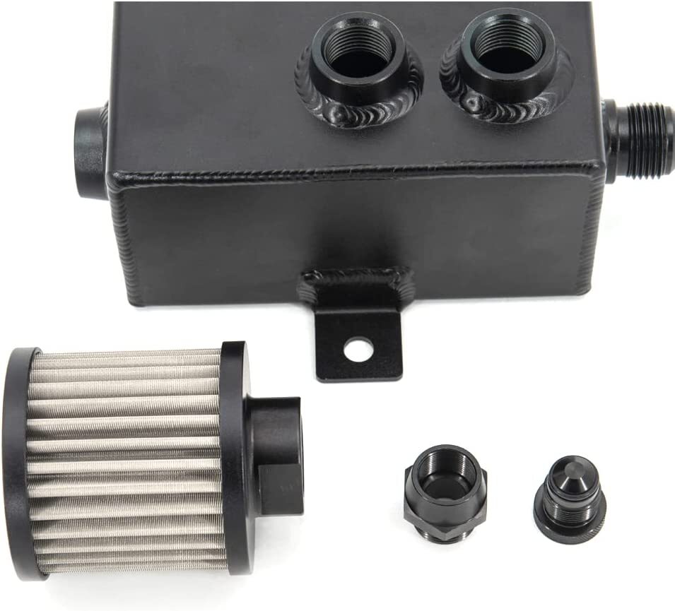 1L Oil Catch Can Reservoir Tank Breather Filter Baffled+10AN Fuel Line ...