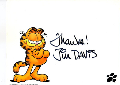 Jim Davis Signed 11x8.5 AUTO Autographed Card Stock Garfield Cartoonist ...